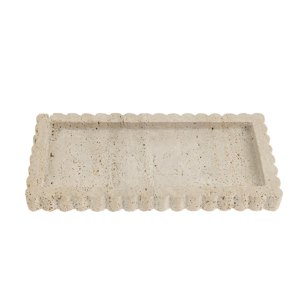 Scalloped Travertine Rectangular Tray – WILLS & PRIOR